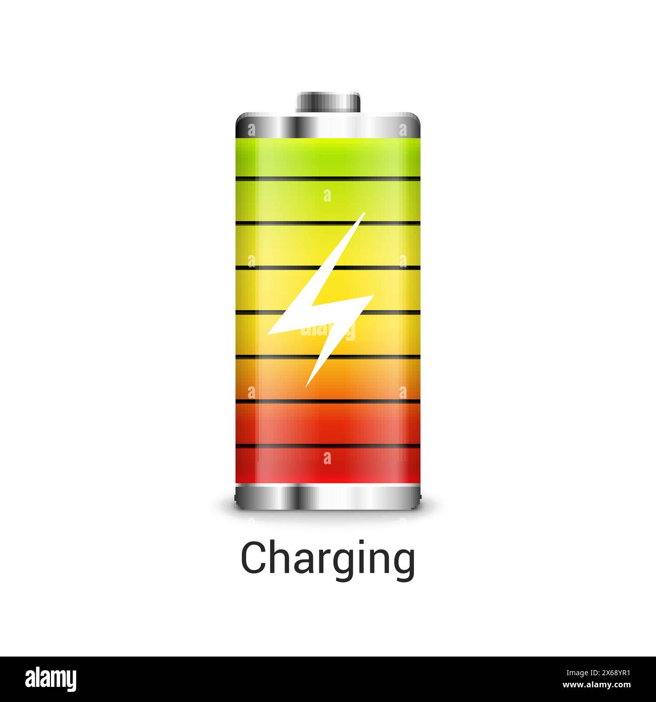 Battery charge full power energy level. Recharge battery indicator icon ...