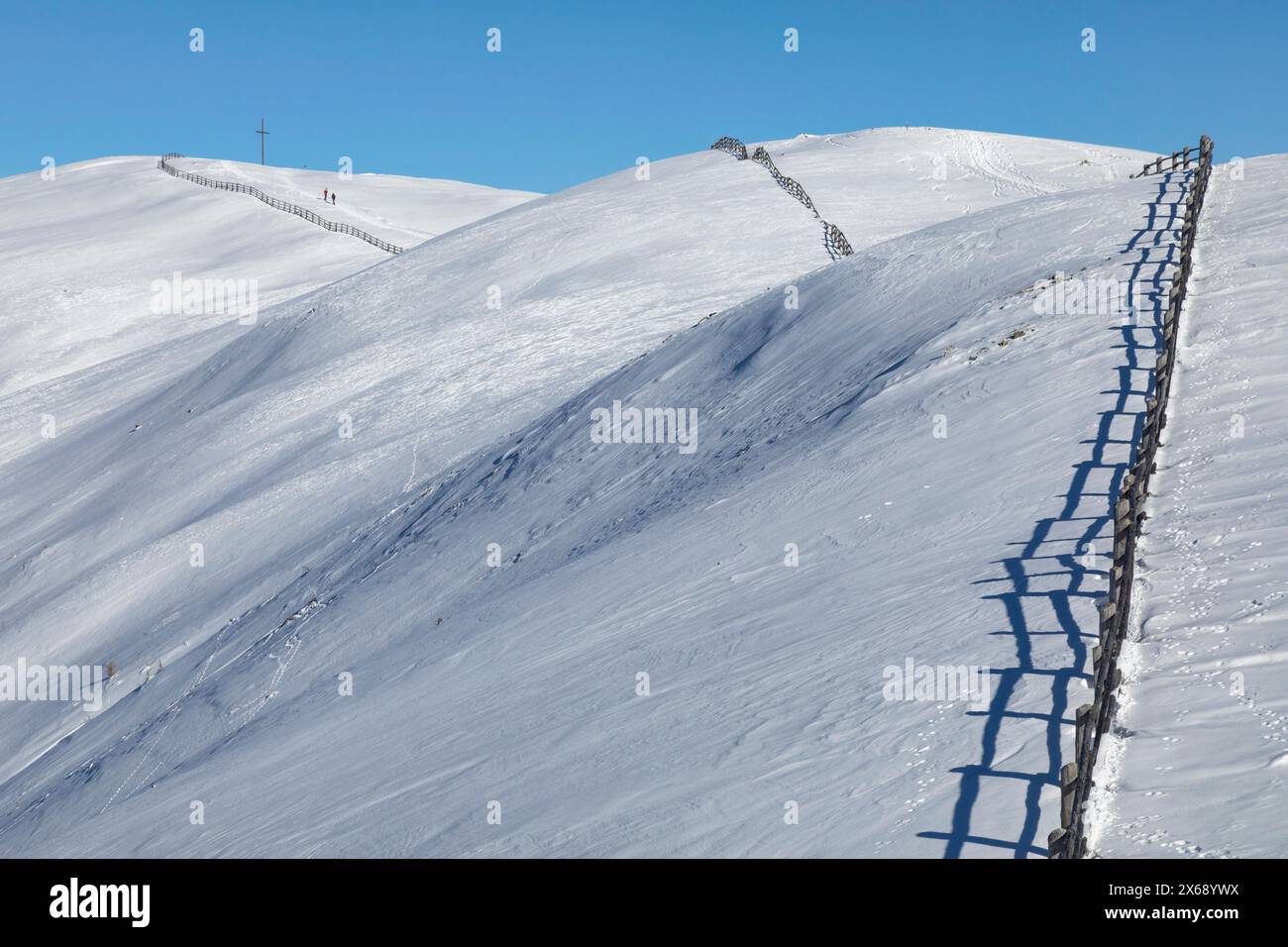 Italy, South Tyrol, municipality of Luson, wooden fences near the top ...