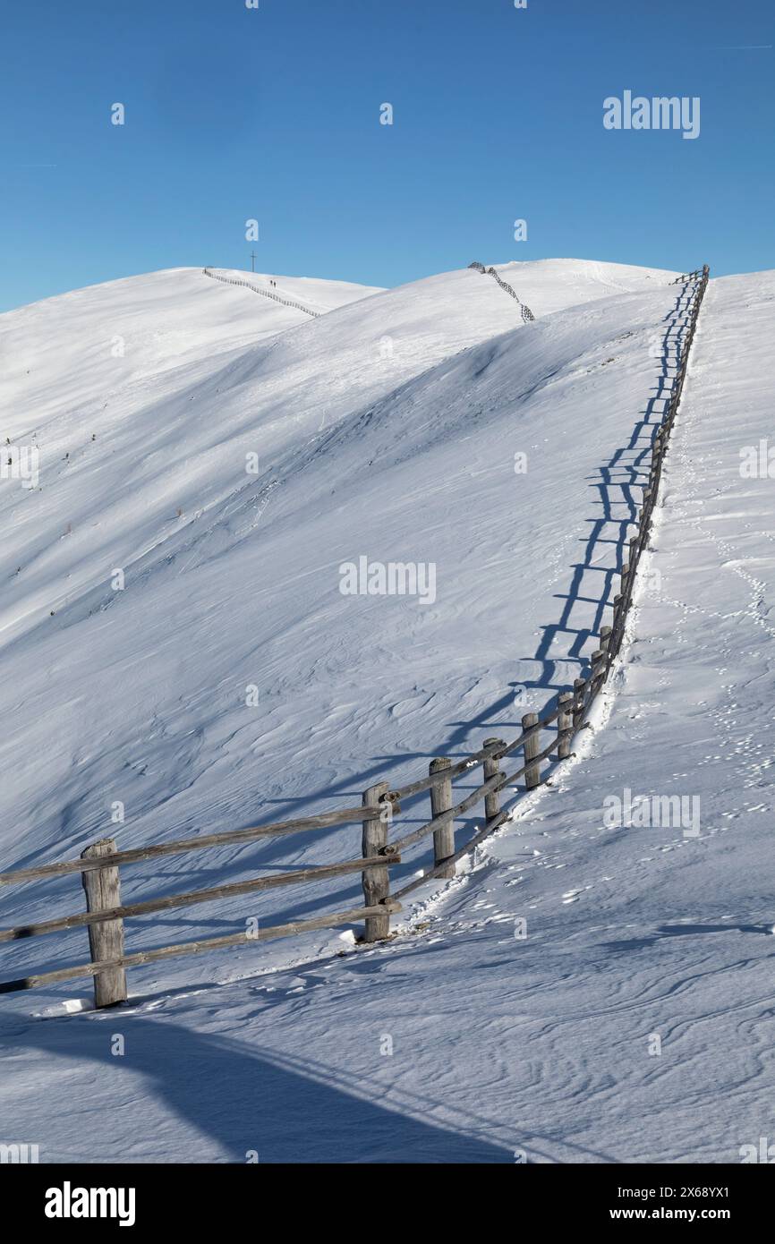 Italy, South Tyrol, municipality of Luson, wooden fences near the top ...