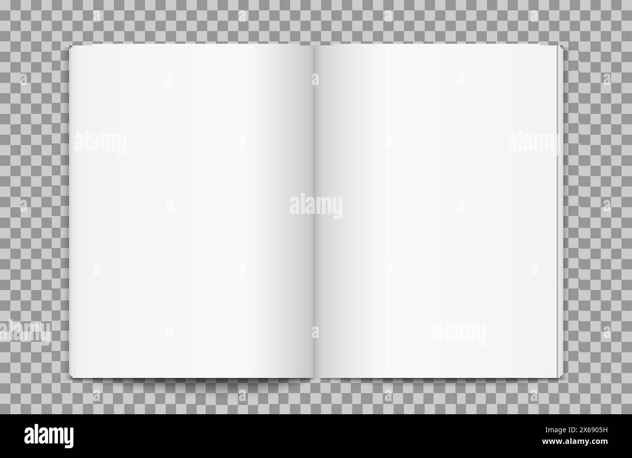 Blank opened magazine template. Open book page clean booklet or ...
