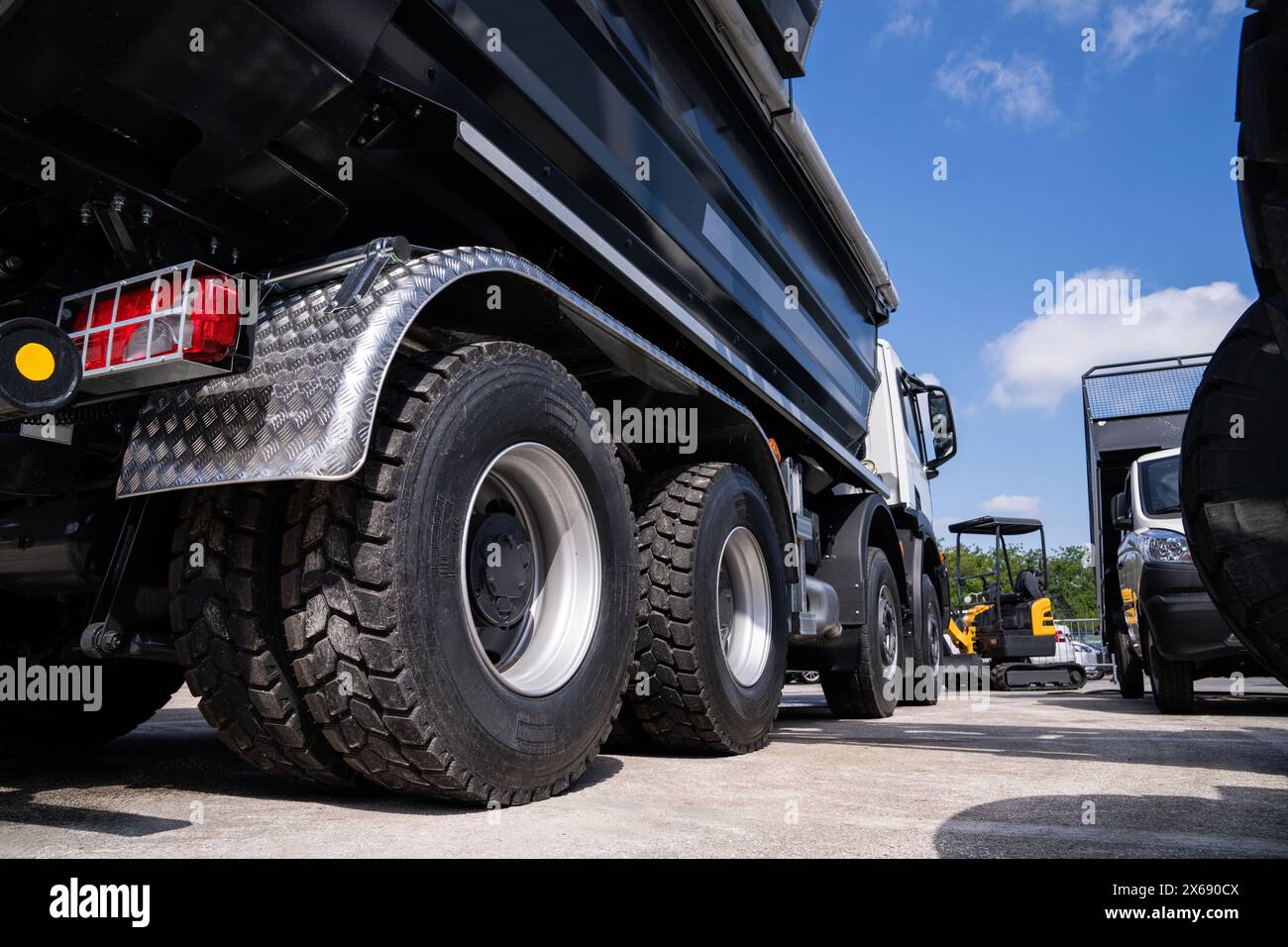 Back view of tipper truck Stock Photo - Alamy