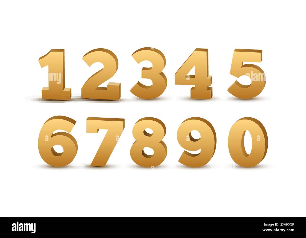 Gold number vector luxury set. Metal golden royal number alphabet Stock ...