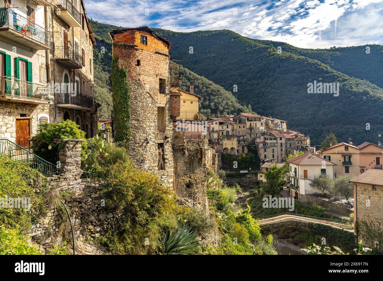 The medieval village of Rocchetta Nervina in Val Nervia, Liguria, Italy ...
