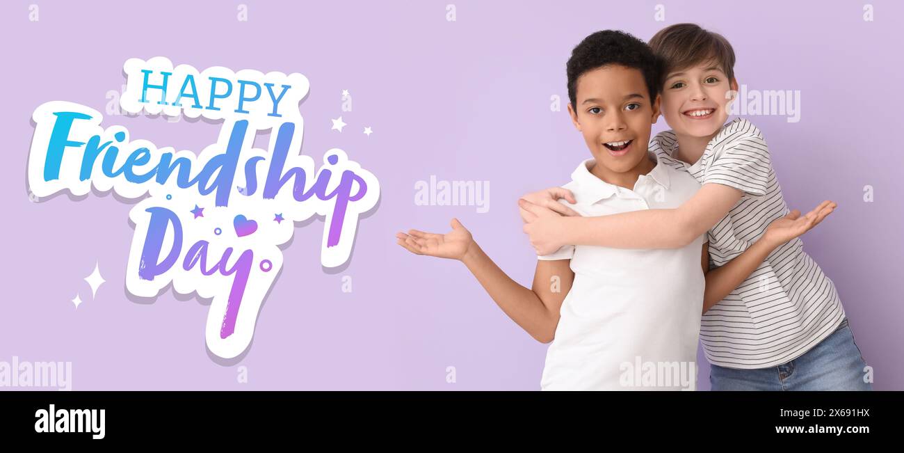 Banner for Happy Friendship Day with hugging little boys Stock Photo ...