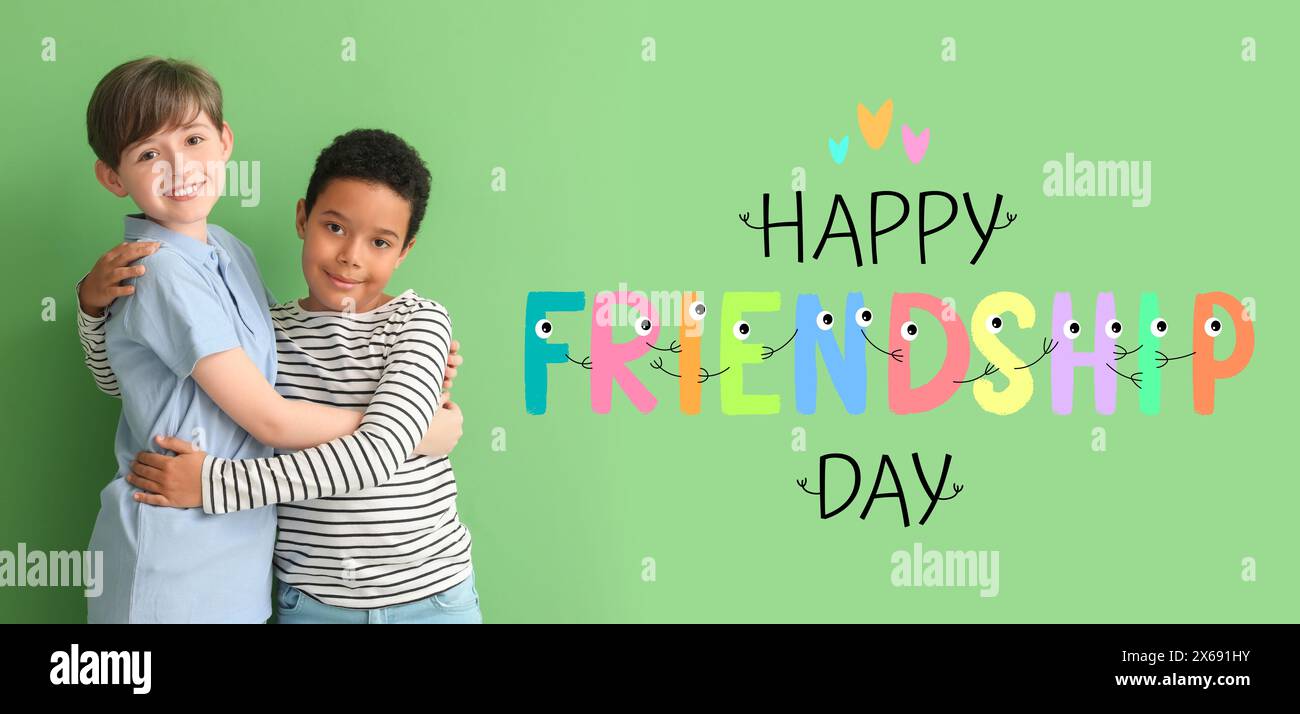Banner for Happy Friendship Day with hugging little boys Stock Photo ...