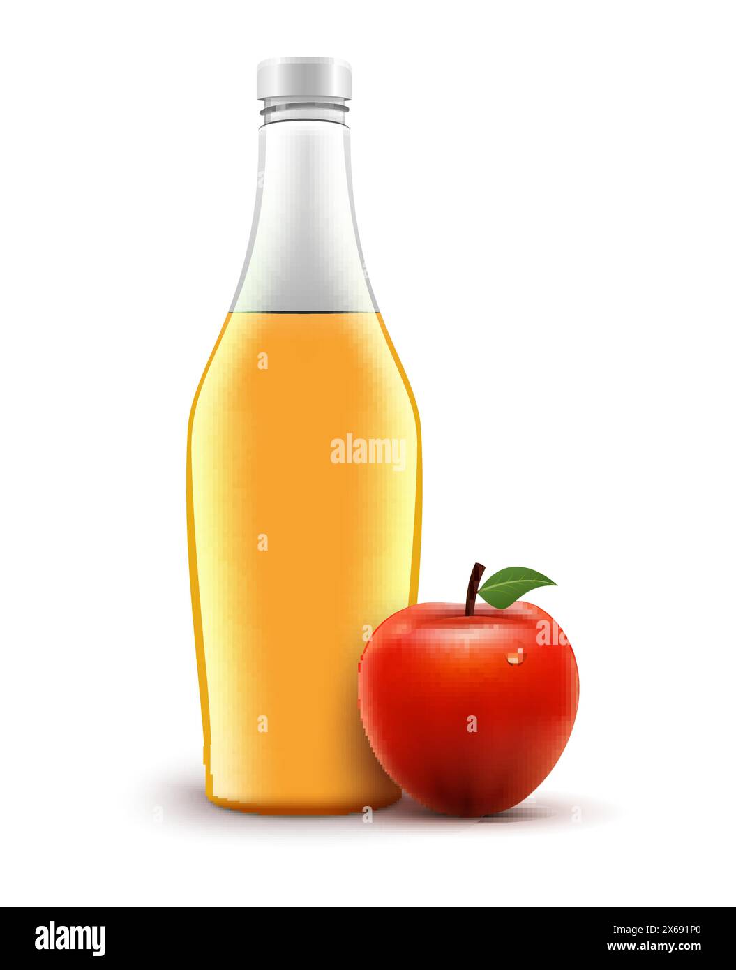Bottle of red juice apple isolated. Vector healthy liquid food. Apple ...
