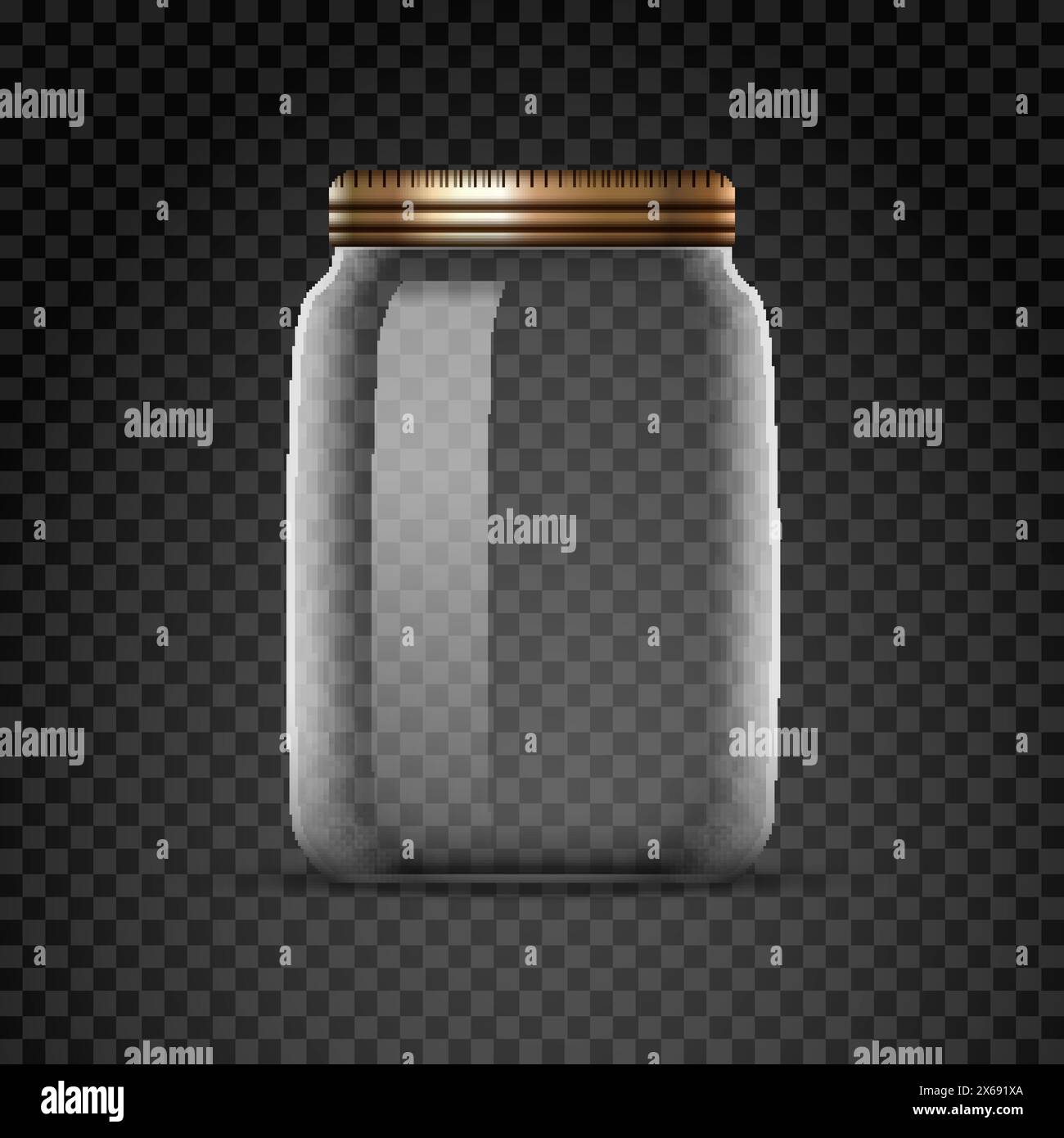 Empty glass jar isolated on transparent background. White lid bottle ...