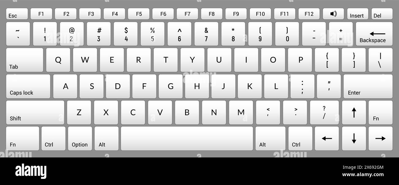 Laptop Keyboard Computer Isolated White Key Button Board For Digital Pc