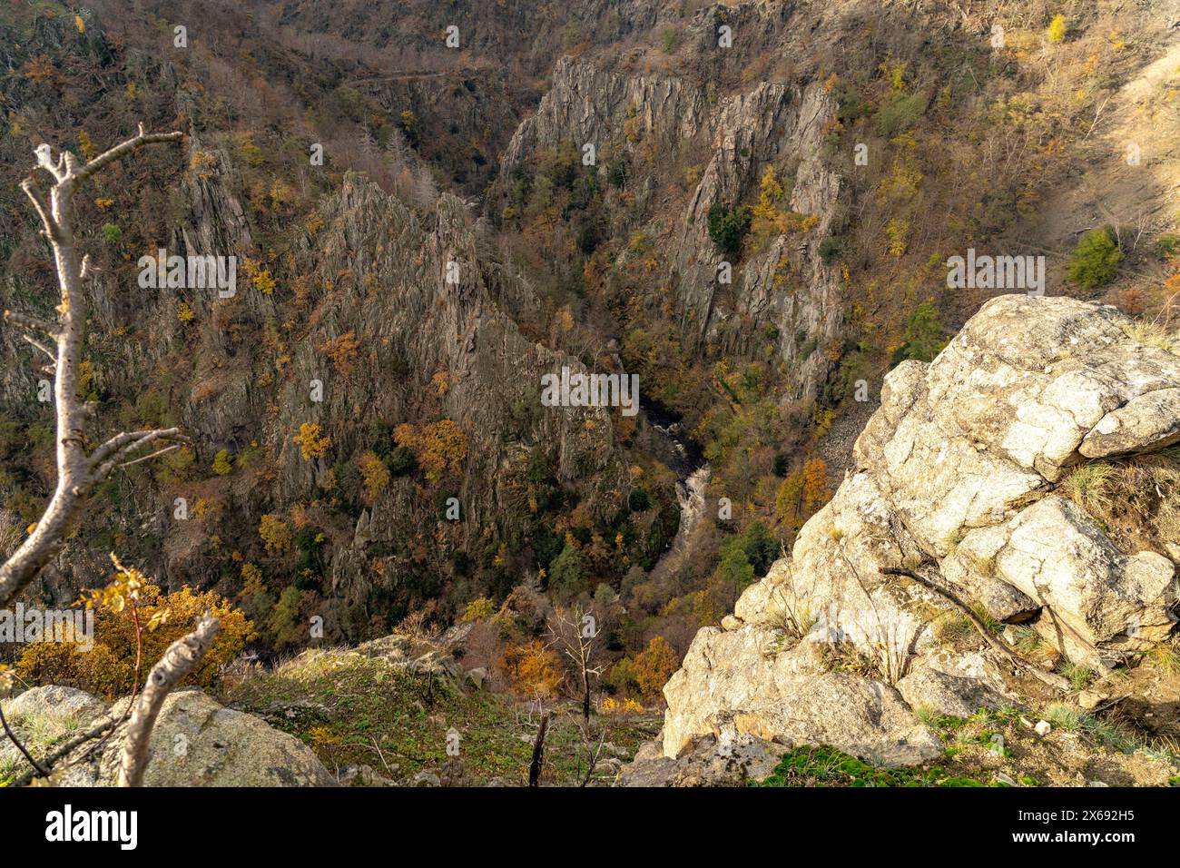 View from the Rosstrappe to the river Bode and the Bode Valley in the ...