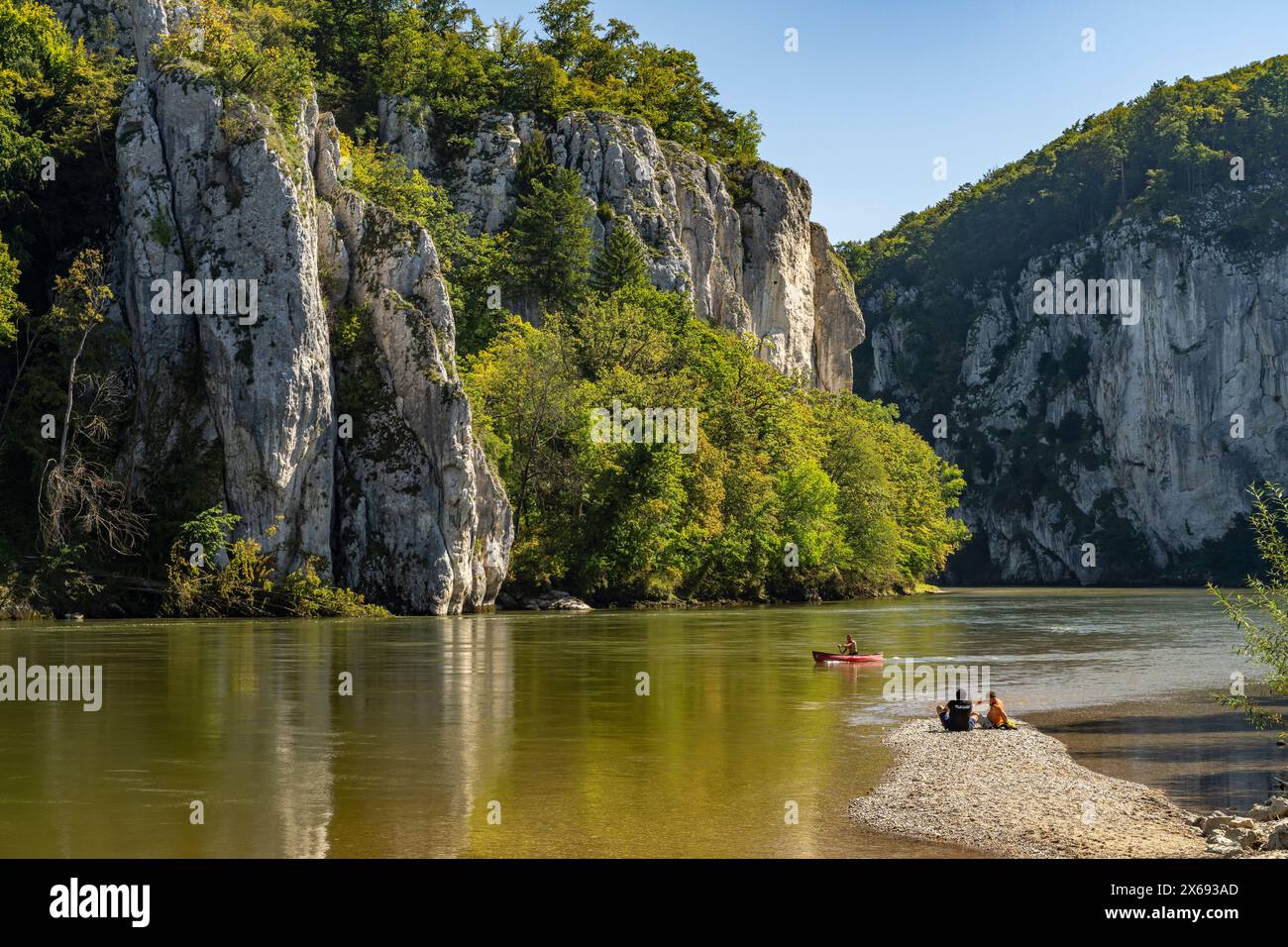 Canoeing on the Danube at the Weltenburger Enge, Danube gorge near ...