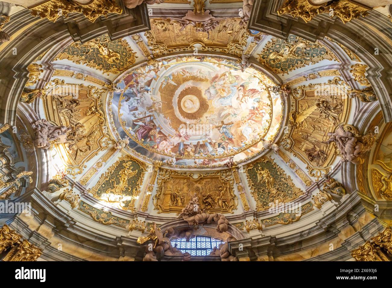 Ceiling fresco in the interior of the monastery church of St. Georg ...