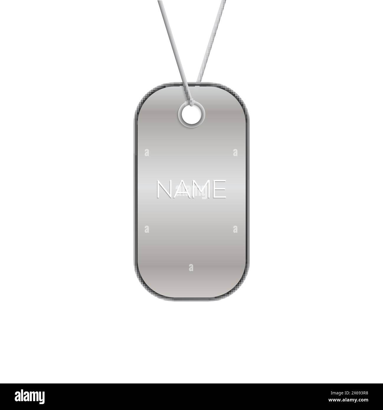 Military tag on white, vector army chain illustration. Metal blank ...