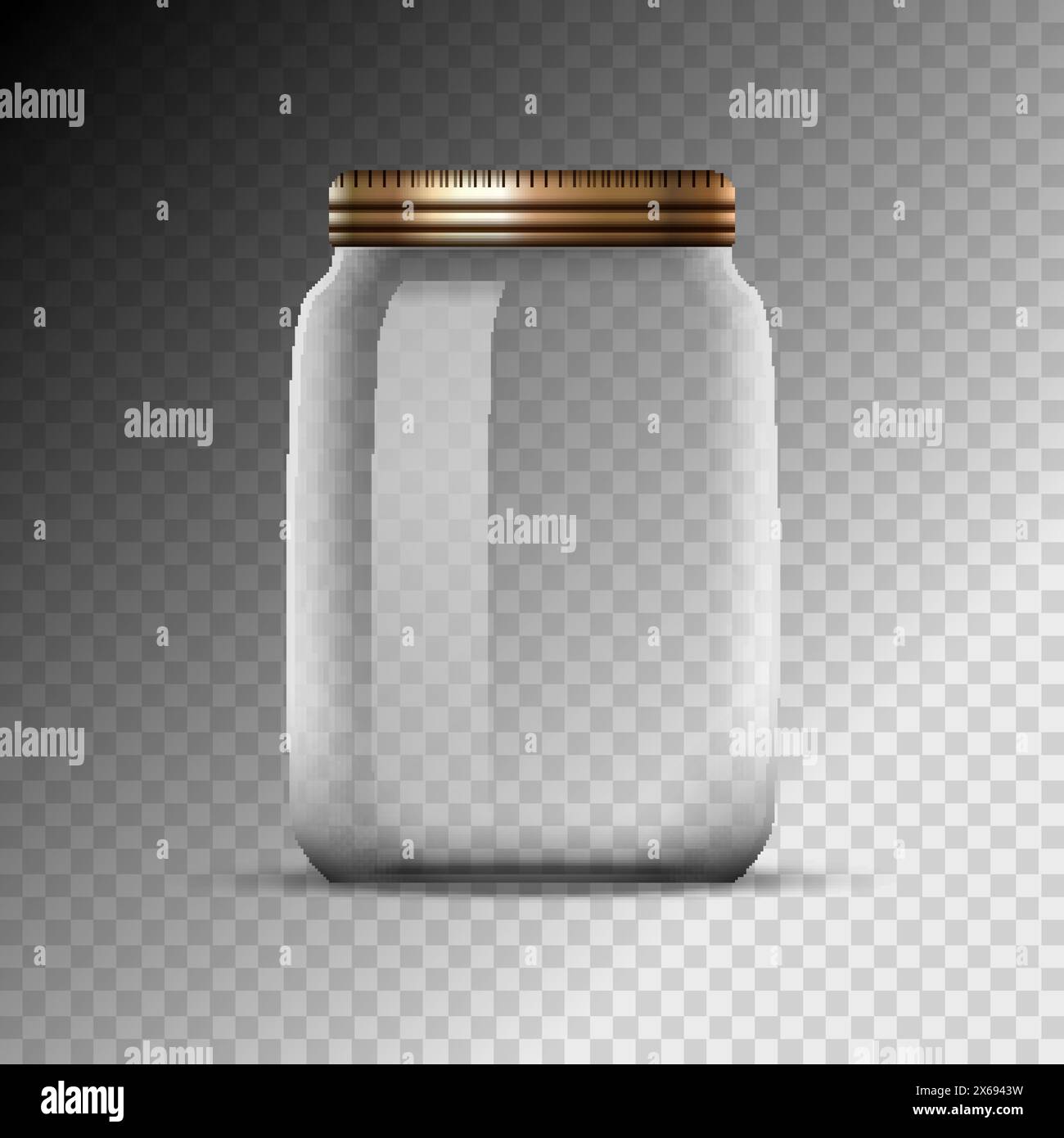 Empty glass jar isolated on transparent background. White lid bottle ...