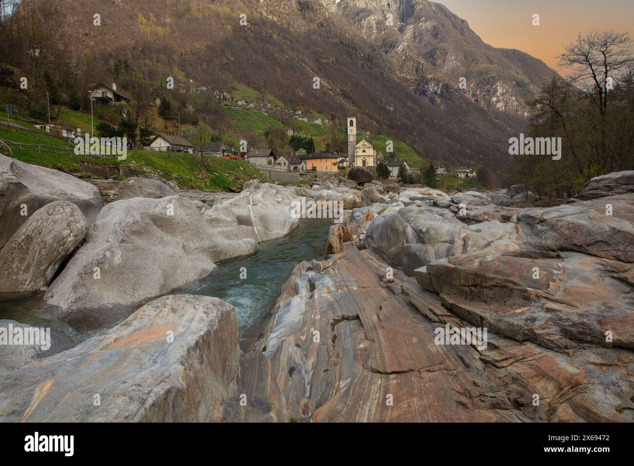 Verzasca valley, Swiss Alps, rocks, Rustico, Lavertezzo, Ticino ...
