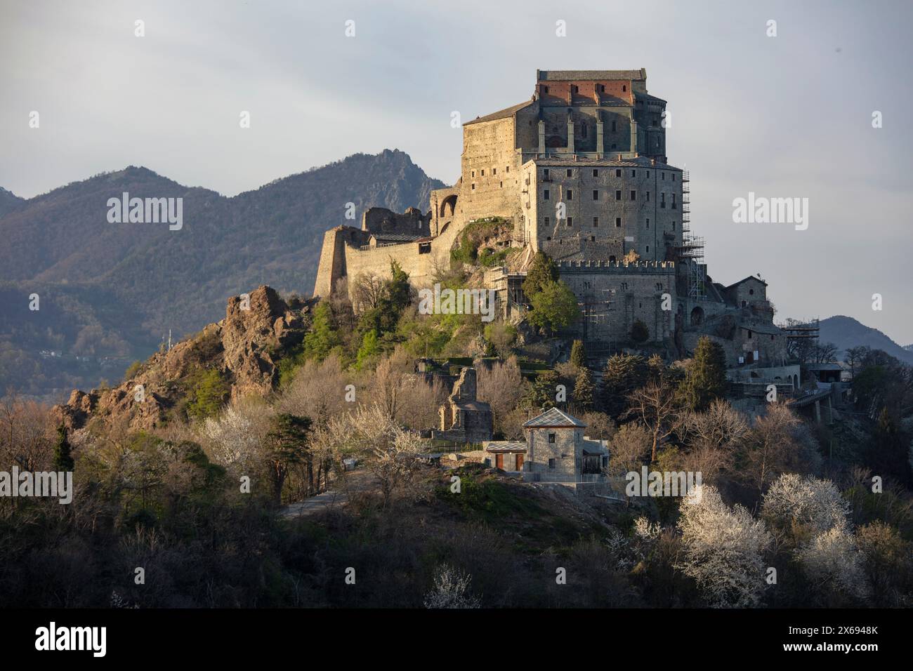 Piedmont, Sacra di San Michele, monastery, Alps Stock Photo - Alamy