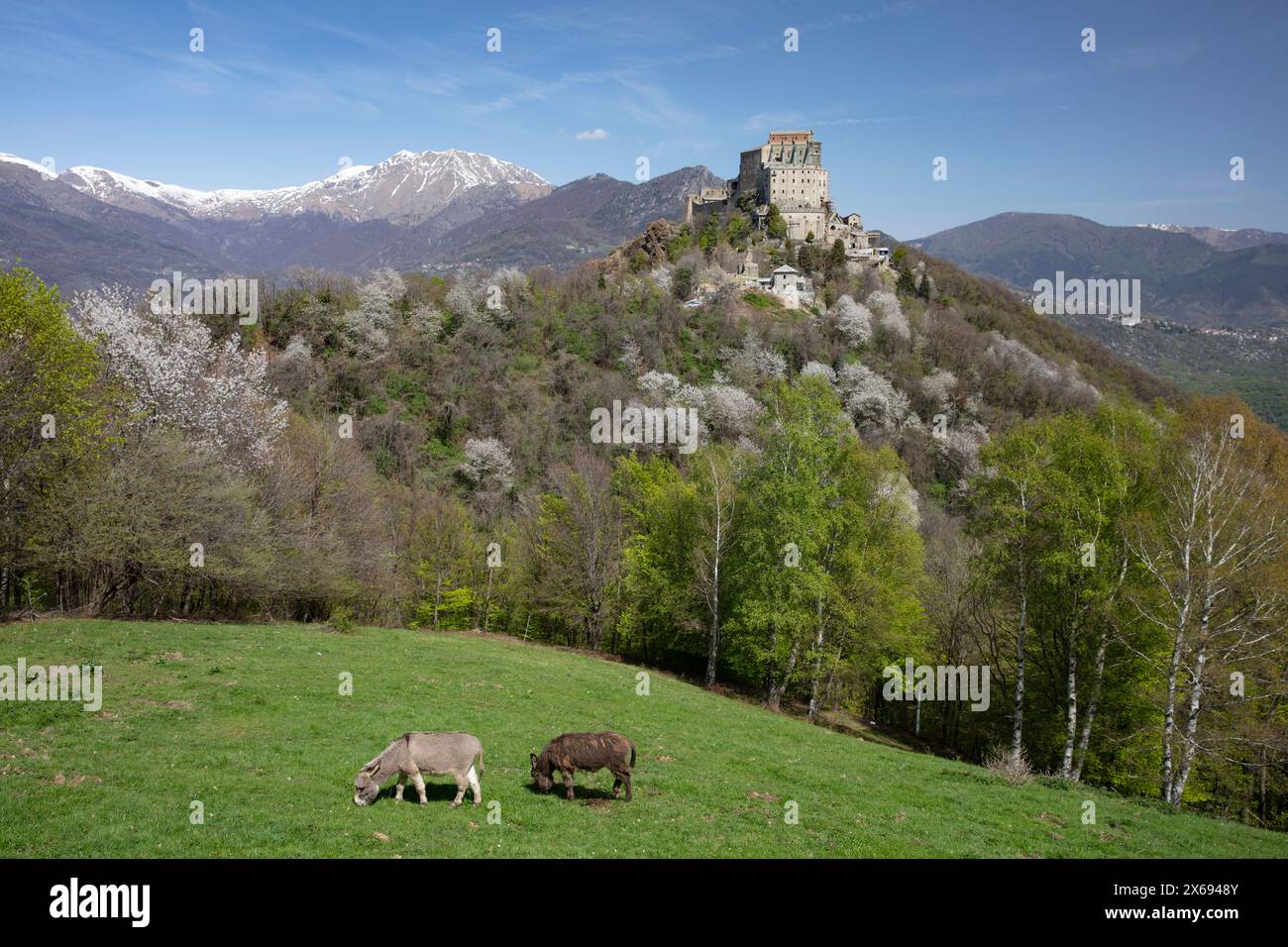 Piedmont, Sacra di San Michele, monastery, Alps Stock Photo - Alamy