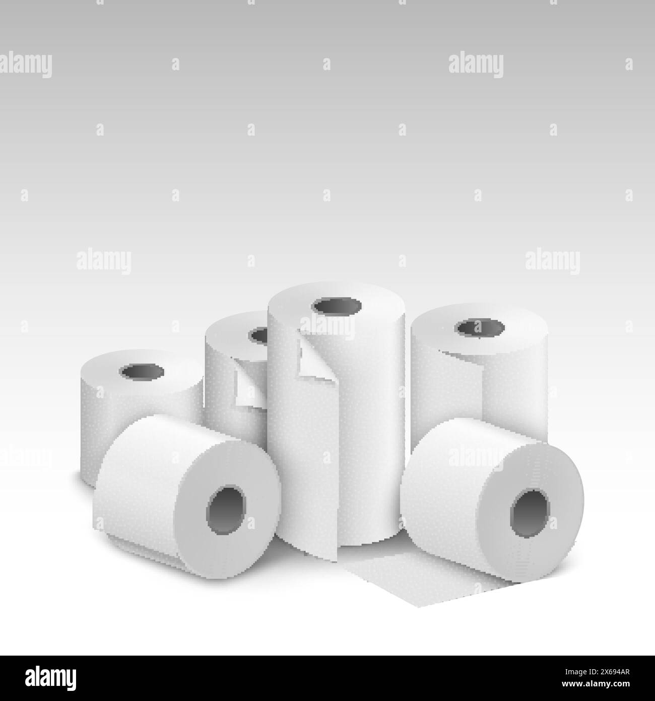 Toilet Paper Roll Tissue Toilet Towel Icon Isolated Realistic Illustration Kitchen Wc White