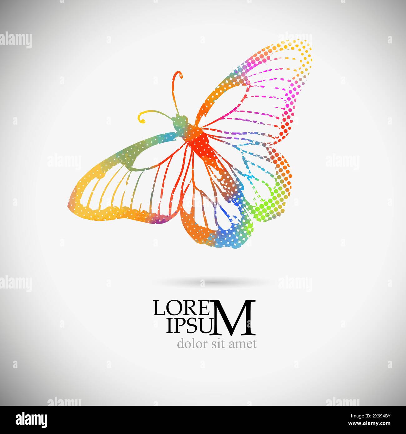 Rainbow butterfly of dots. hand drawing. Not AI. Vector illustration ...
