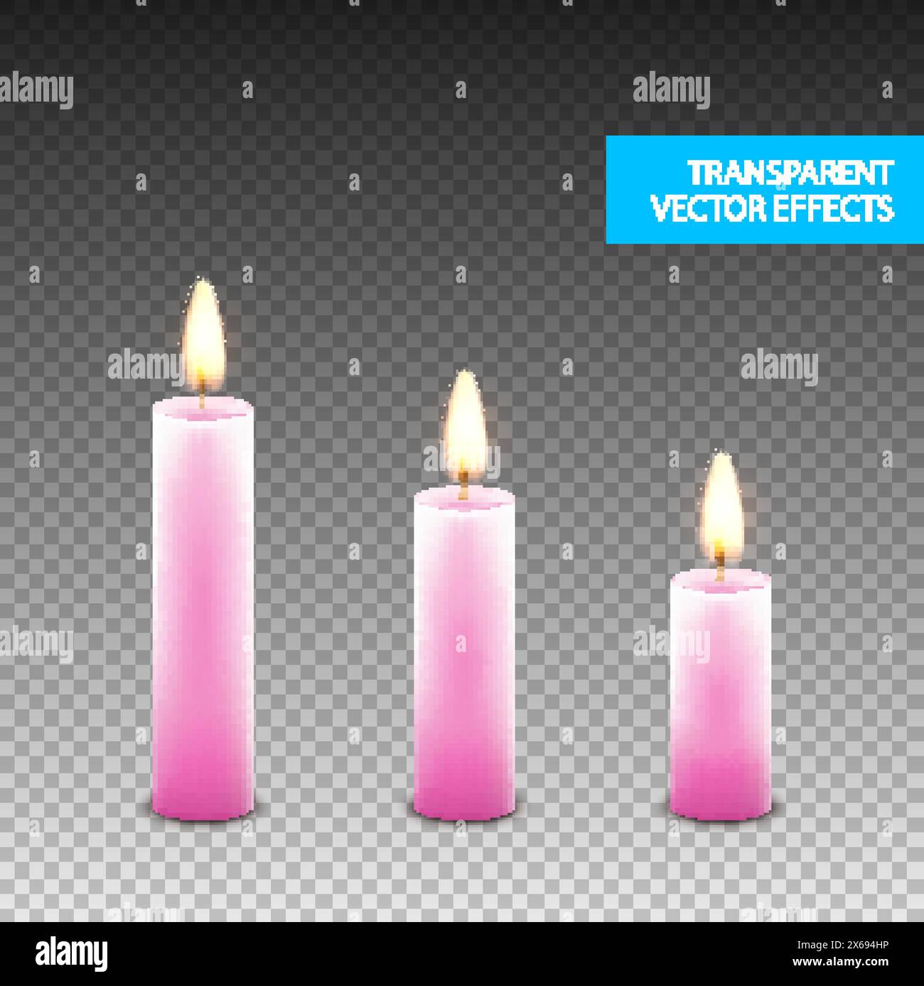 Vector candle wax isolated decoration. Candlelight flame for ...