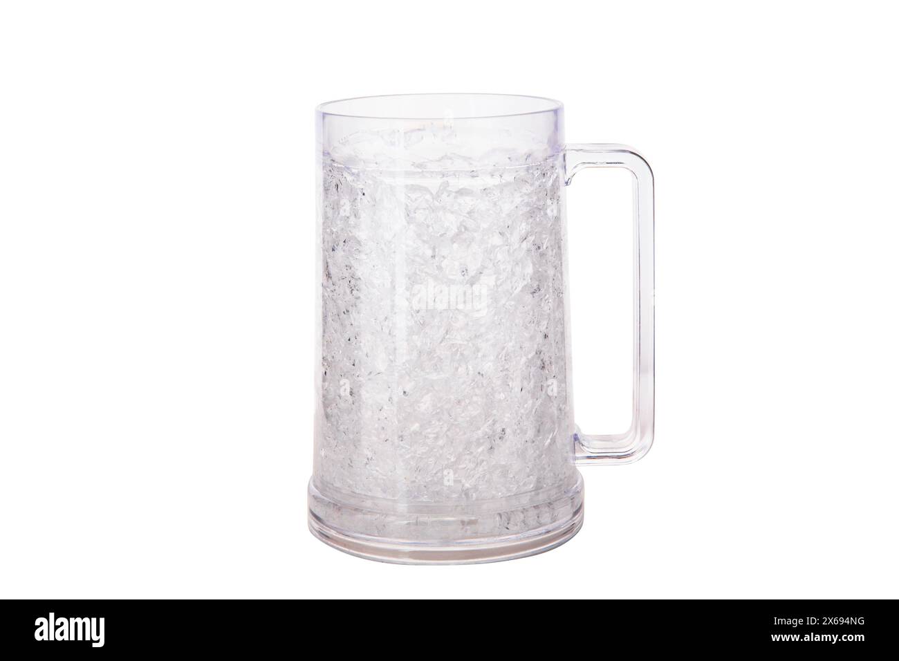 Empty white beer mug with ergonomic handle isolated on white background ...