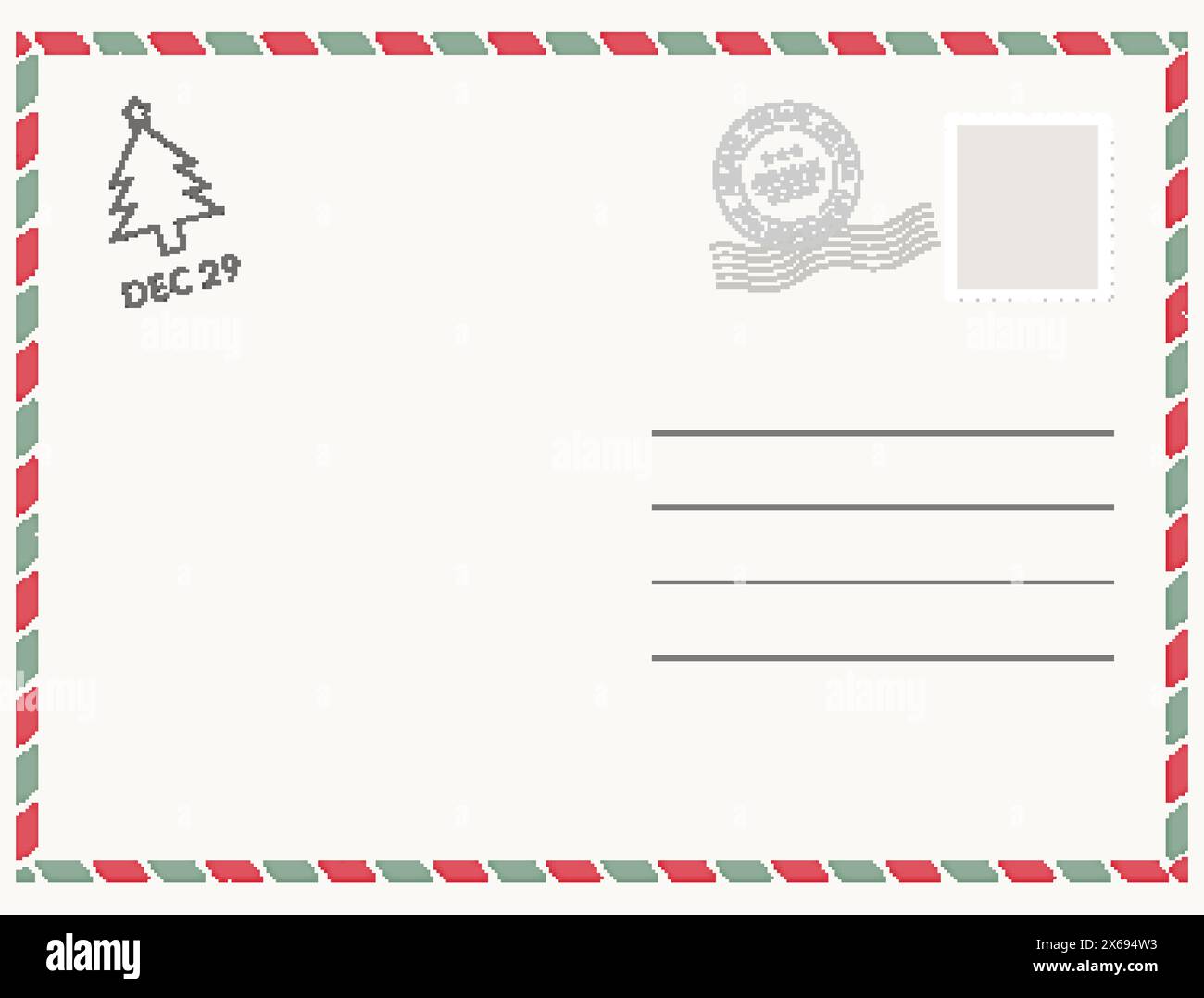 Postcard template paper white texture. Vector postcard empty mail stamp ...