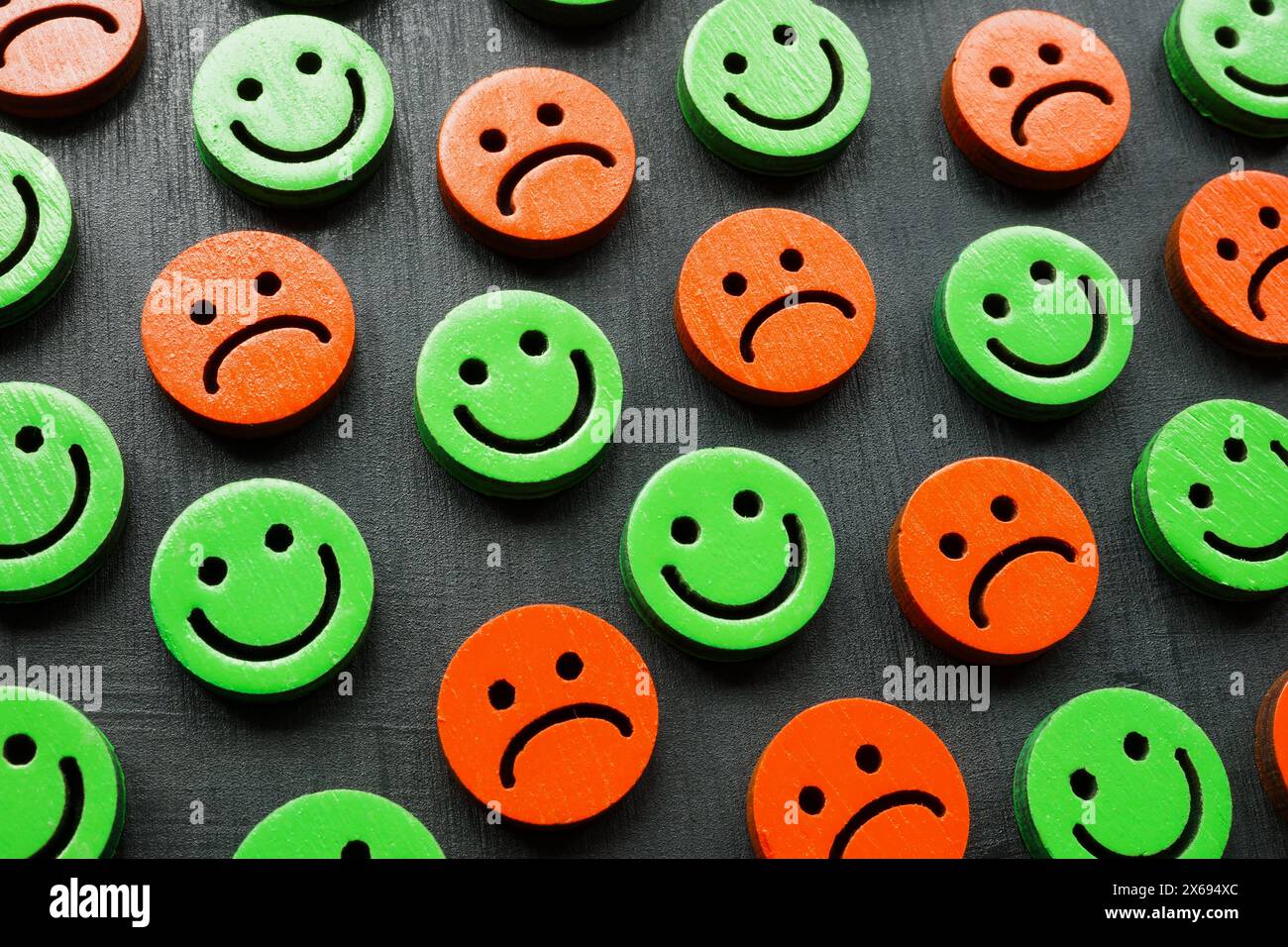 Happy and sad emoticons as a symbol of mood, psychology and well-being ...