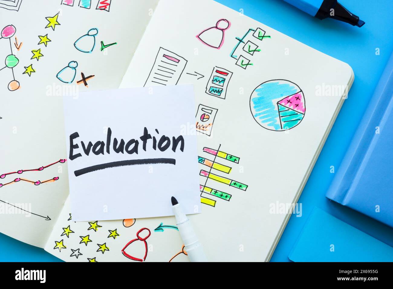 Notebook with employee assessment charts and word evaluation Stock ...