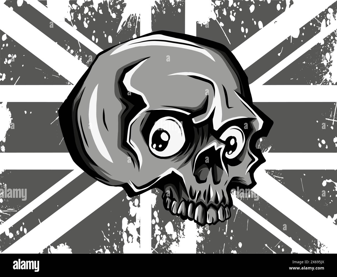 vector illustration of monochrome skull on england flag Stock Vector ...