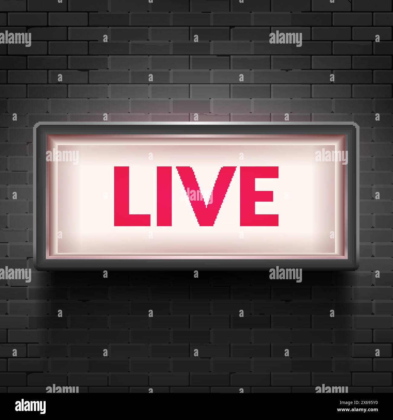 Live light broadcast sign. Tv radio studio live red box on air show ...