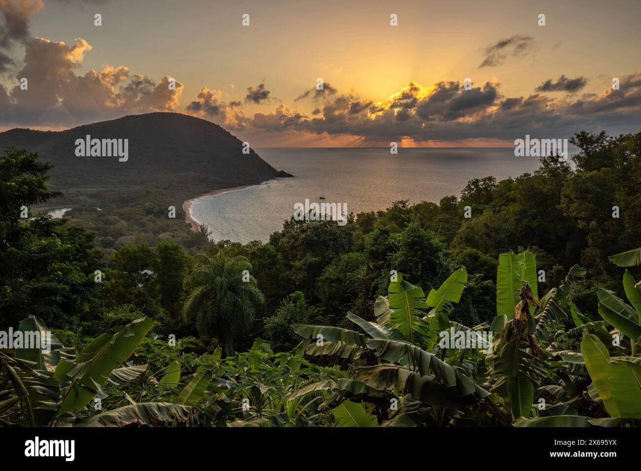 Guadeloupe, a Caribbean island in the French Antilles. Landscape and ...