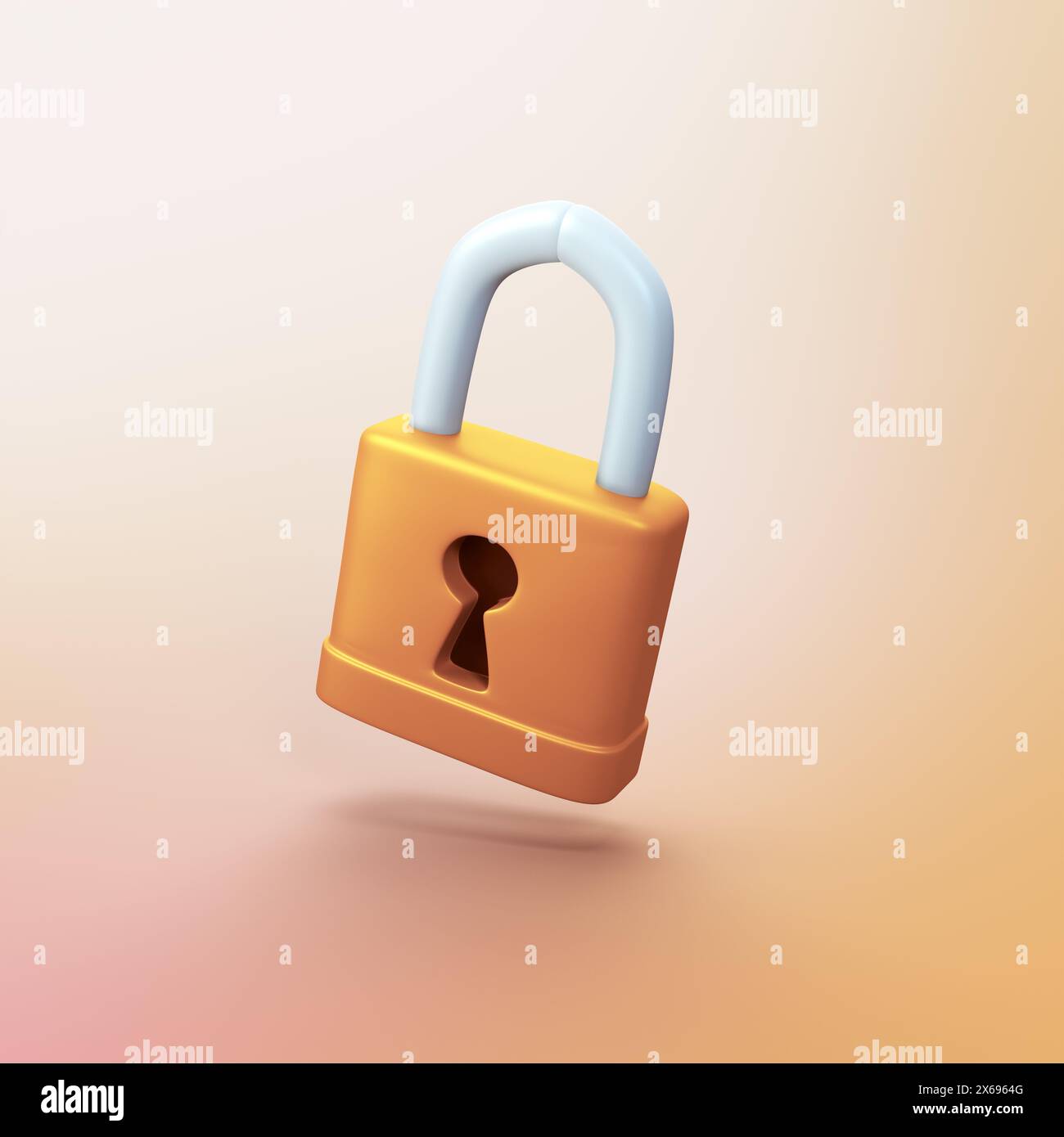 Safety lock - stylized 3d CGI icon object Stock Photo - Alamy