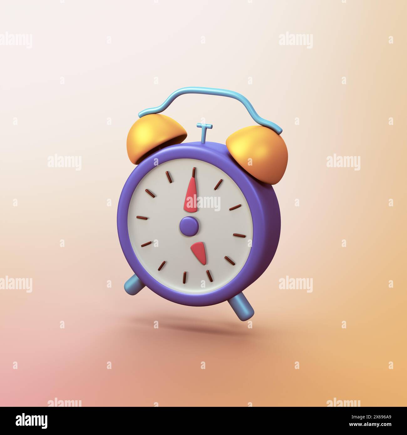 Old school alarm clock - stylized 3d CGI icon object Stock Photo - Alamy