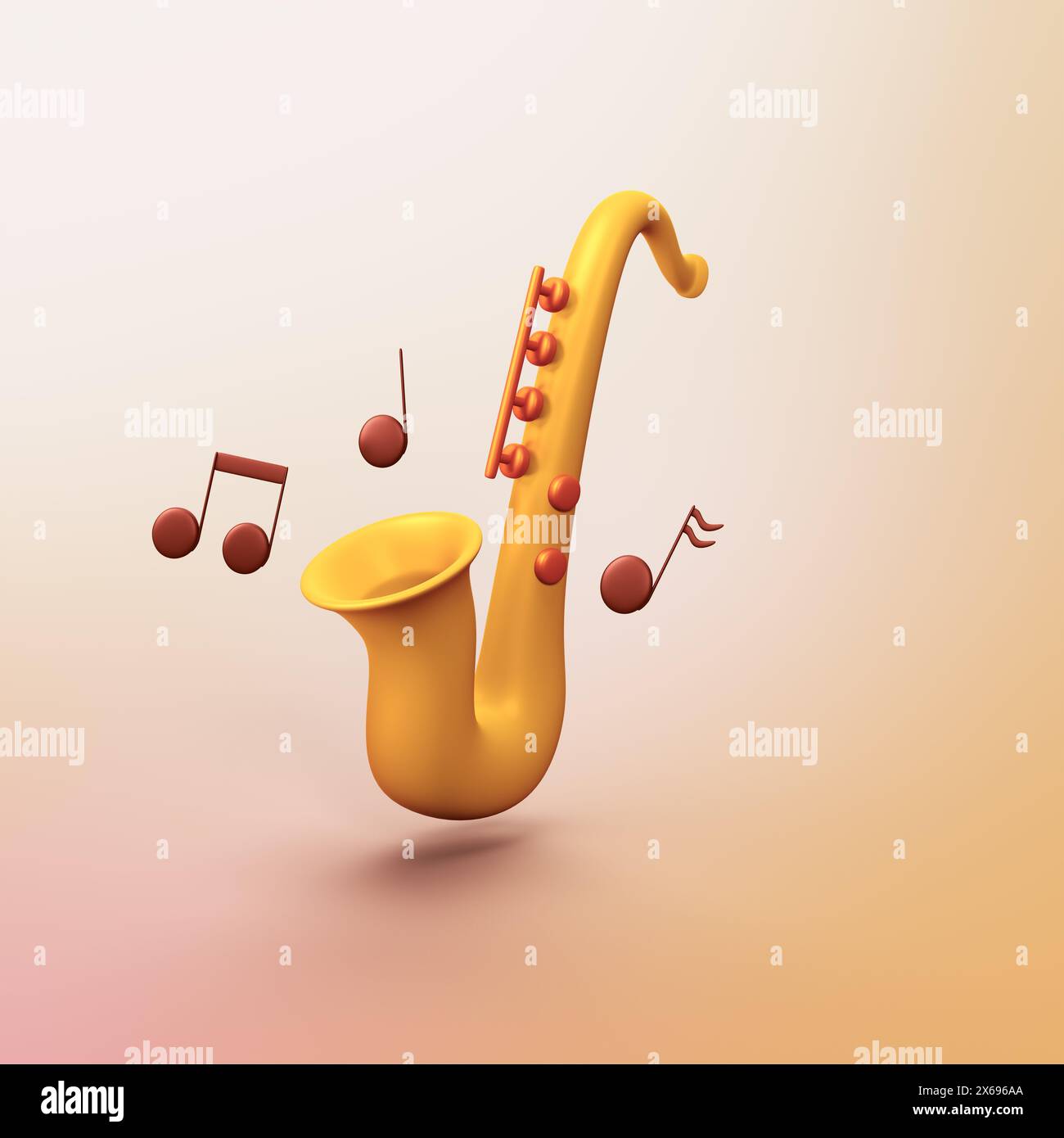 Saxophone - stylized 3d CGI icon object Stock Photo - Alamy