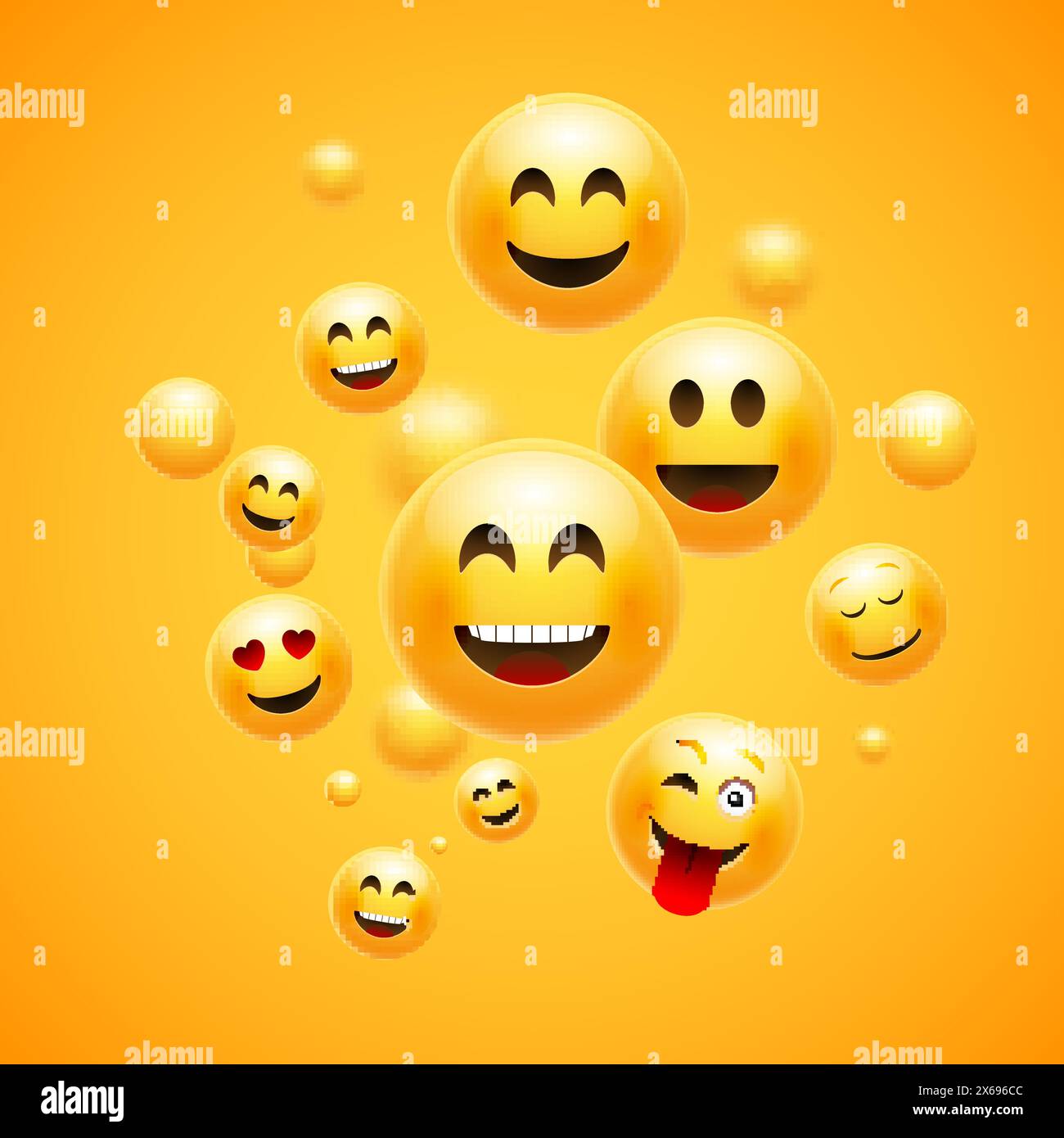 Emoji 3d emoticon background. Cartoon face group smiley happy ...
