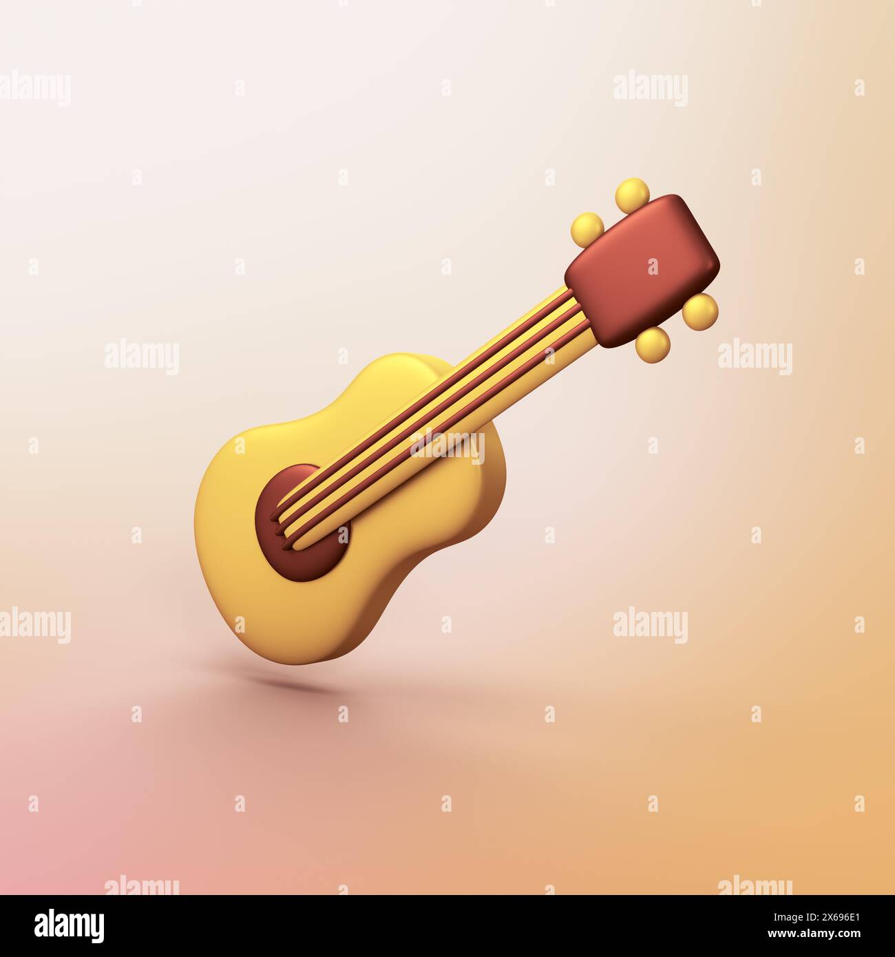 Guitar music instrument - stylized 3d CGI icon object Stock Photo - Alamy