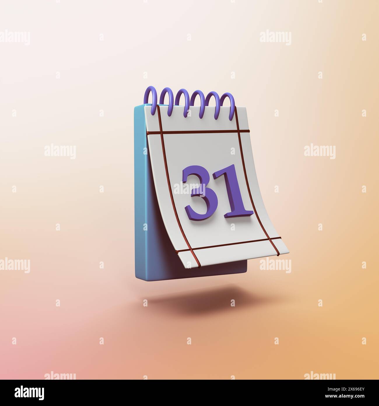 Calendar - stylized 3d CGI icon object Stock Photo - Alamy