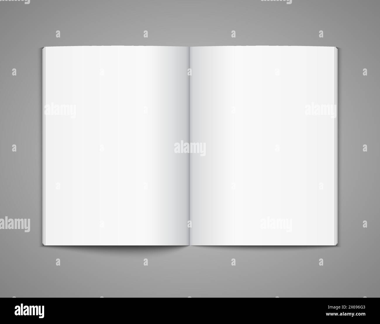 Blank opened magazine template. Open book page clean booklet or ...