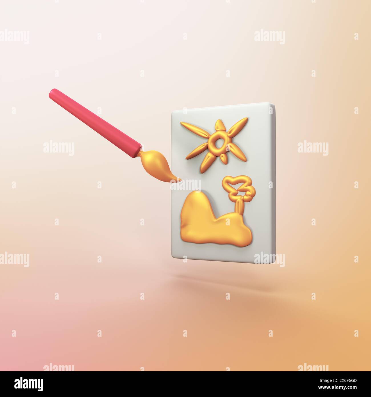 Art paintbrush - stylized 3d CGI icon object Stock Photo - Alamy