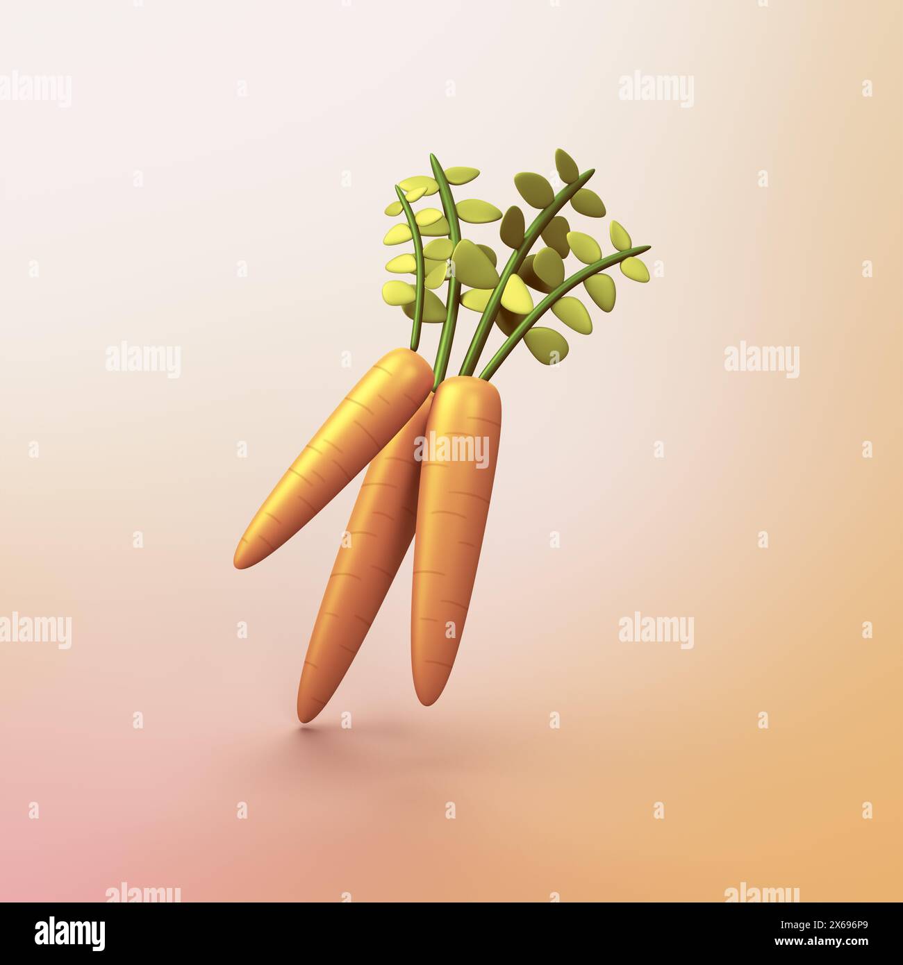 Three pieces of carrot vegetable - stylized 3d CGI icon object Stock ...