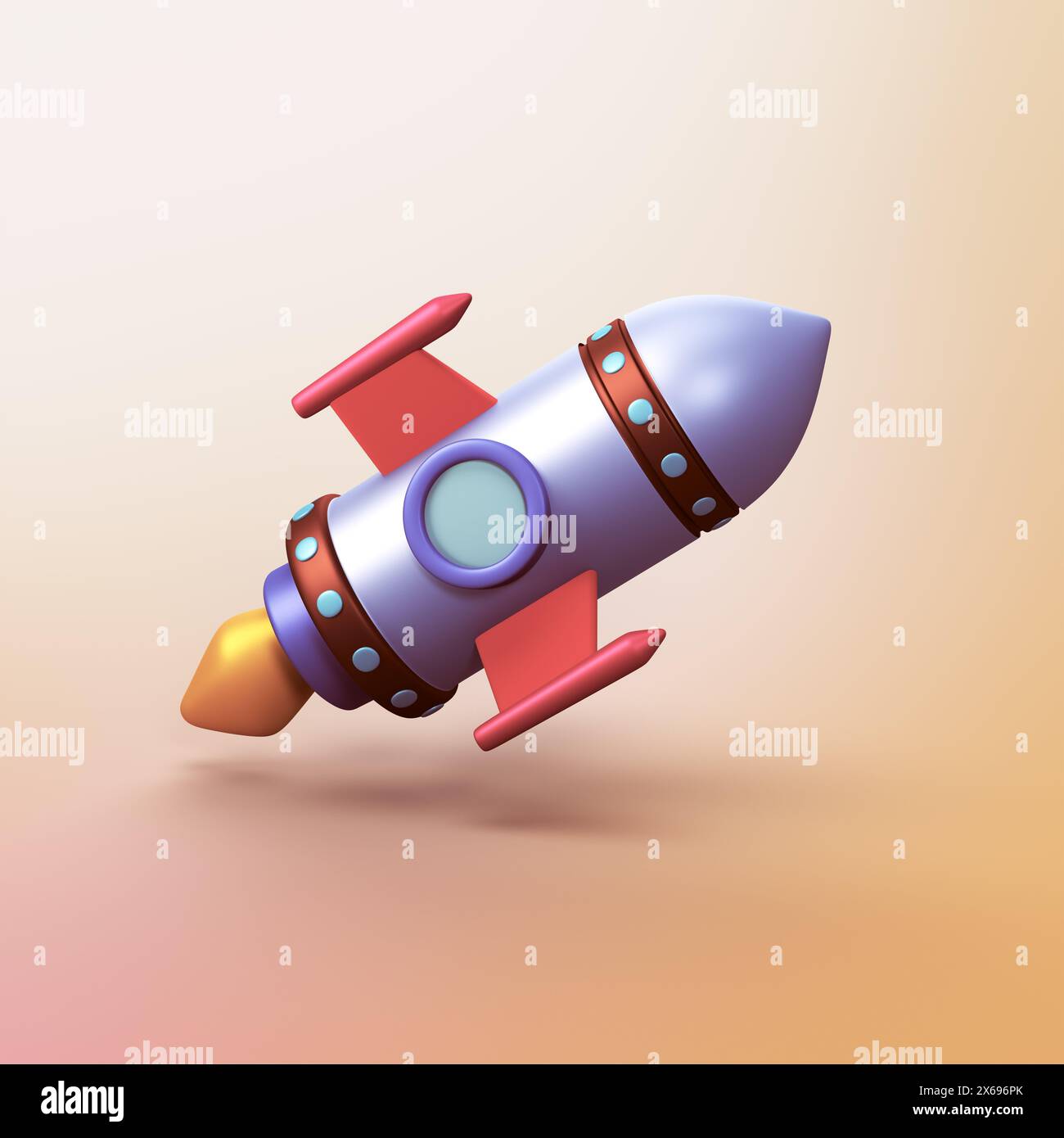 Toy rocket - stylized 3d CGI icon object Stock Photo - Alamy