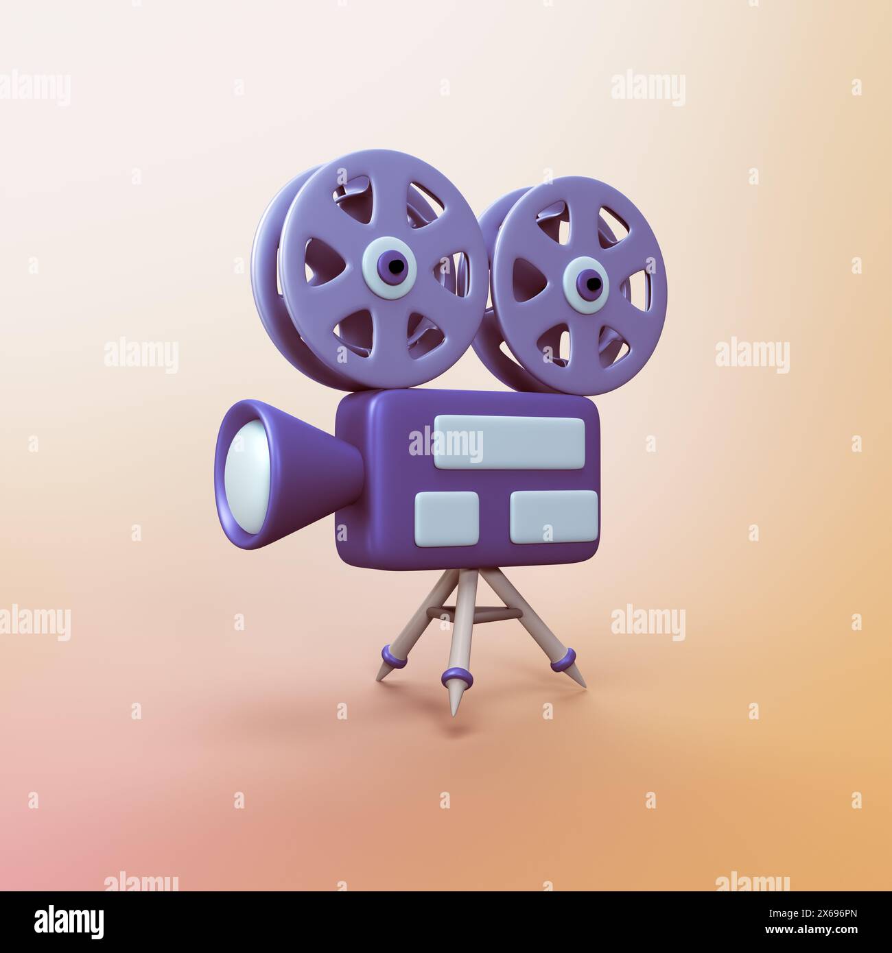 Old school movie camera - stylized 3d CGI icon object Stock Photo - Alamy