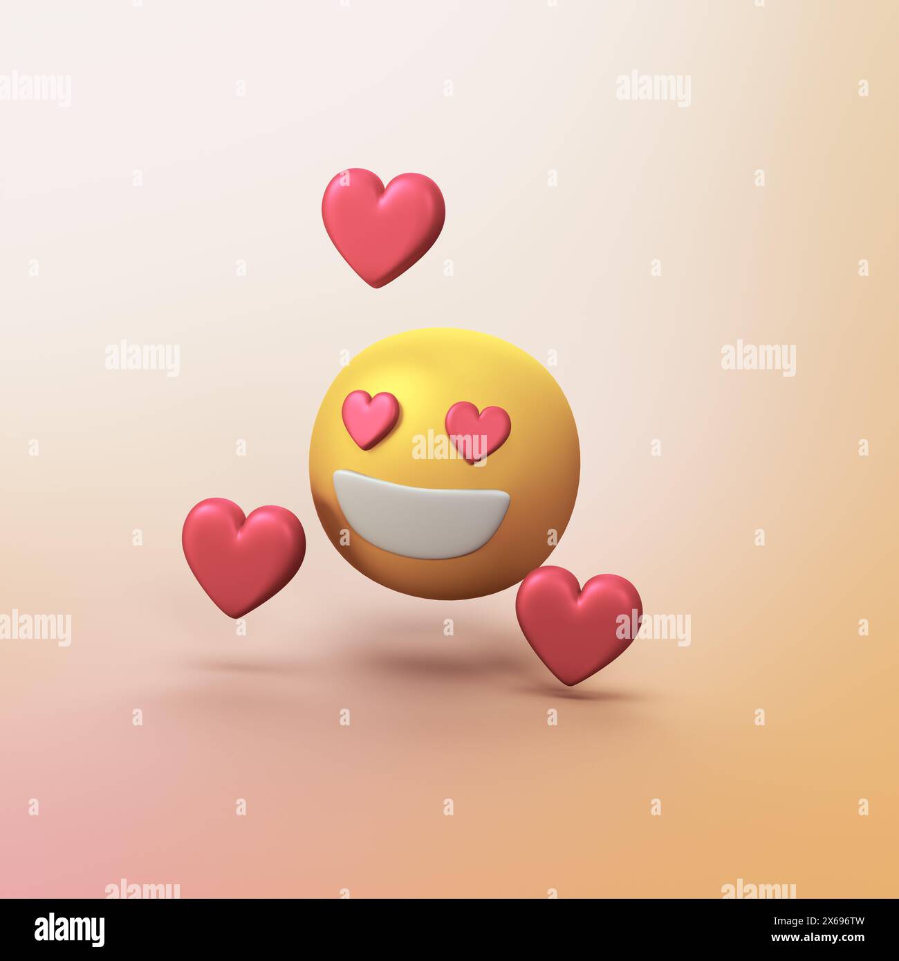 Heart smiley - stylized 3d CGI icon object Stock Photo - Alamy
