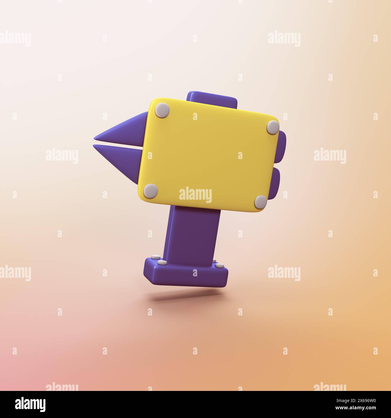 Sign post direction - stylized 3d CGI icon object Stock Photo - Alamy