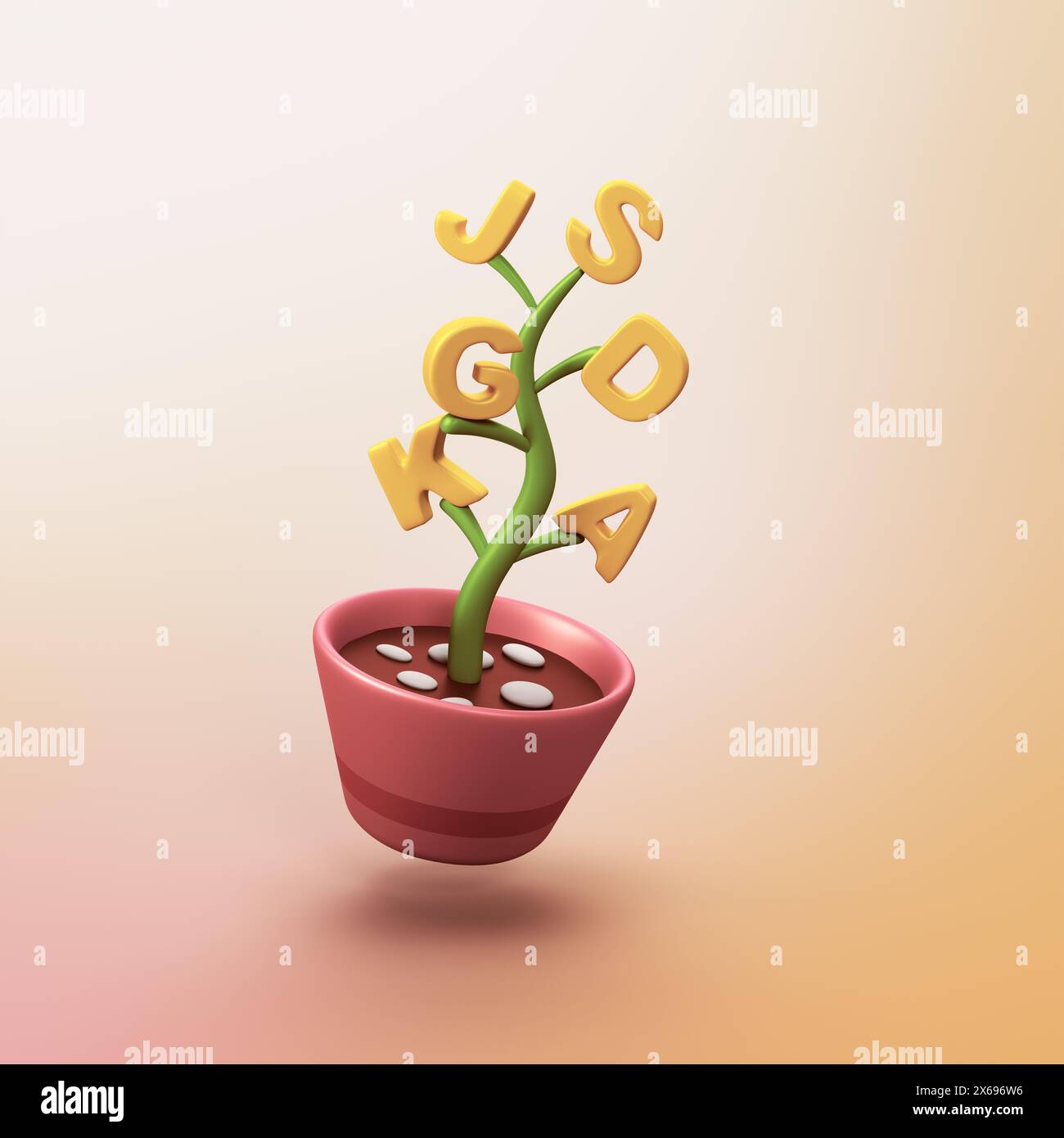 Alphabet growing as plant - stylized 3d CGI icon object Stock Photo - Alamy