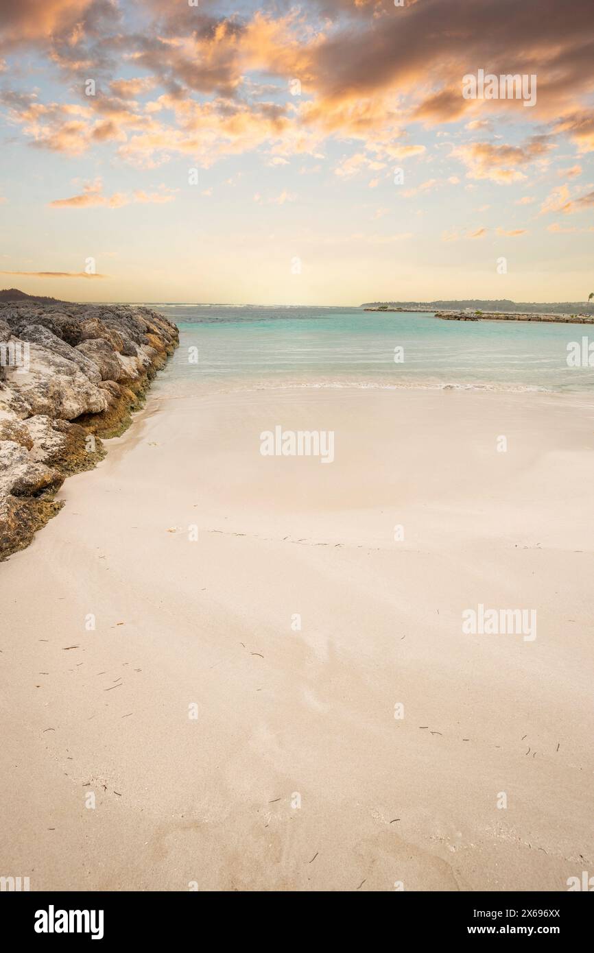 Caribbean dream beach with palm trees, white sandy beach and turquoise ...