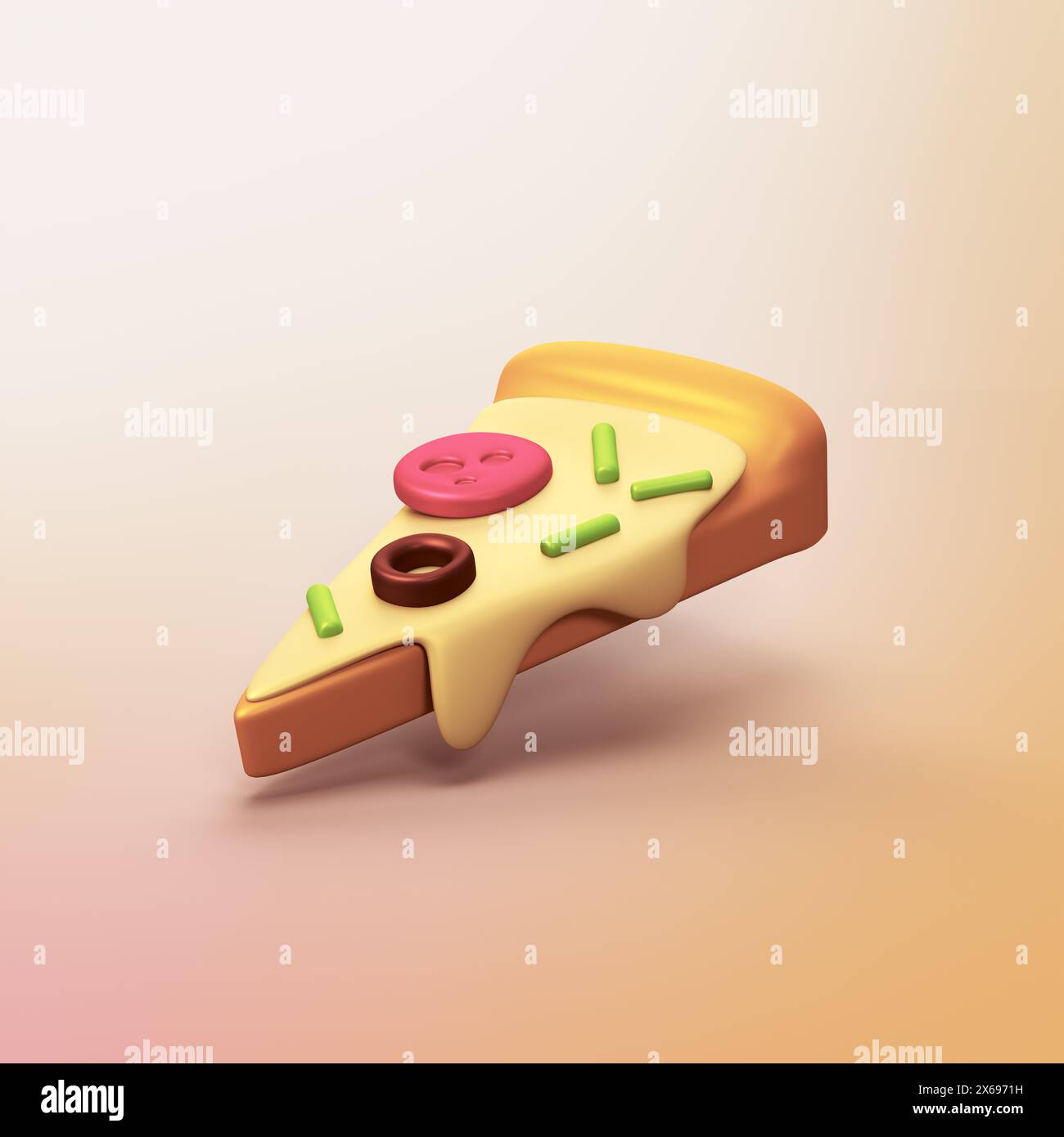 Slice of pizza - stylized 3d CGI icon object Stock Photo - Alamy