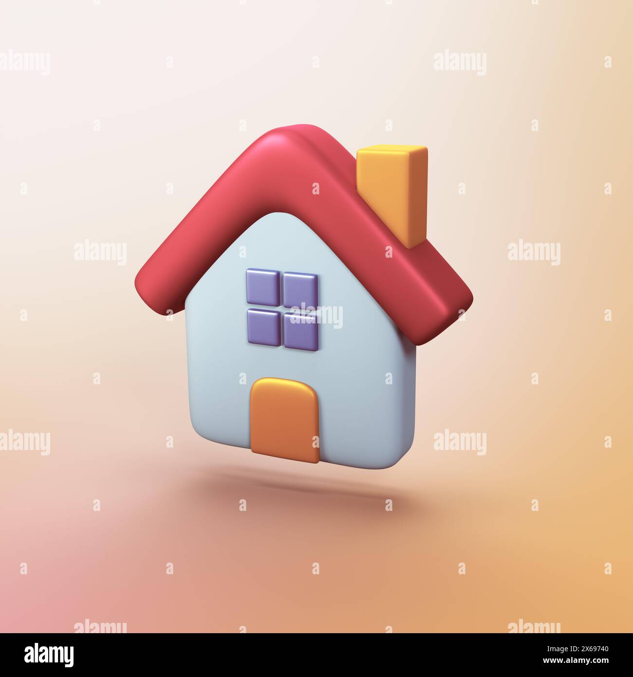 Simple house symbol - stylized 3d CGI icon object Stock Photo - Alamy