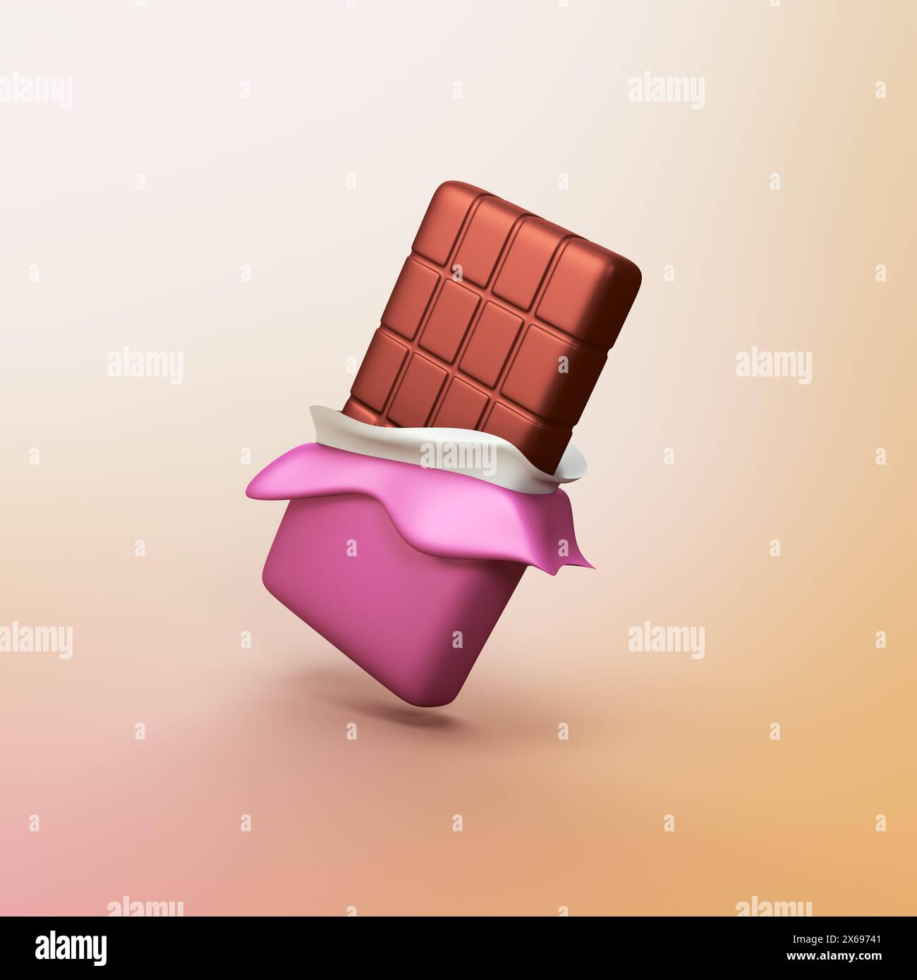 Opened chocolate bar - stylized 3d CGI icon object Stock Photo - Alamy