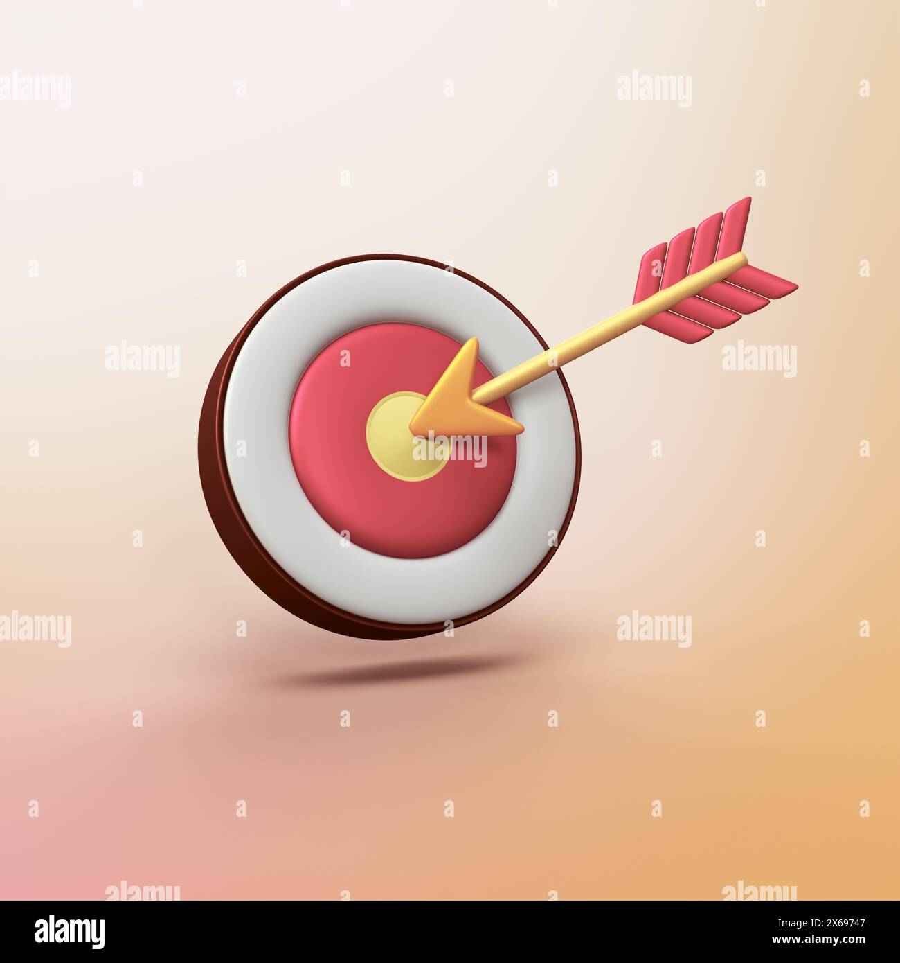 Arrow in target - stylized 3d CGI icon object Stock Photo - Alamy