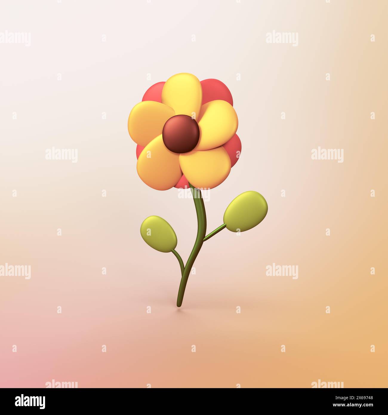 Flower - stylized 3d CGI icon object Stock Photo - Alamy